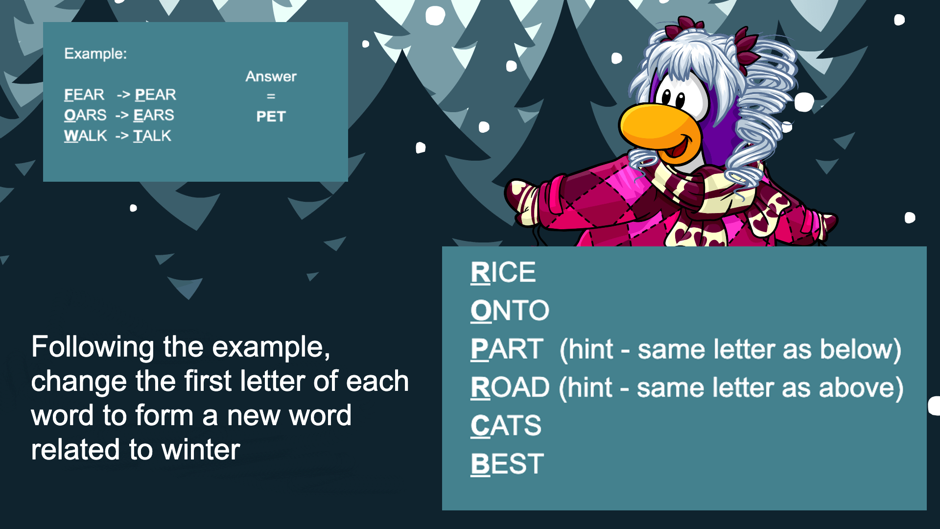 holiday-word-puzzle – Club Penguin Mountains